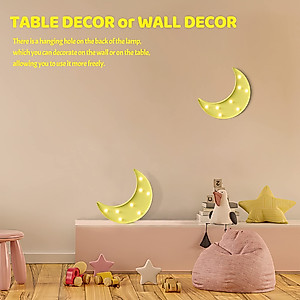 Ganrami Yellow Moon Decor Bedroom, Battery Powered Moon Night Light for Kids, Kids Room Decor, Baby Room Decor, Nursery Wall Decor, Kids Night Lights for Bedroom, Toddler Night Lights