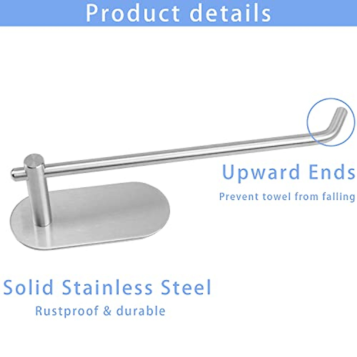 TocTen Hand Towel Holder/Towel Ring, No Drilling Stick on Wall Hand Towel Bar, SUS 304 Stainless Steel Hand Towel Rod, Strong Self Adhesive Hand Towel Rack/Hanger for Bathroom Kitchen (Brushed Nickel)