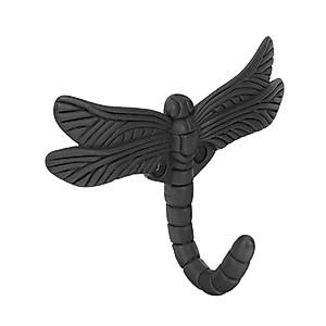 Cabilock Sturdy Iron Crafted Dragonfly Wall Hooks Multipurpose Coat and Hat Hanger Home Decor