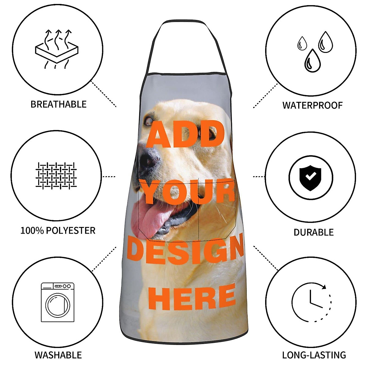 Ysdbpay Custom Aprons Personalized Apron Chef Apron For Men Women Customized Adjustable With Pockets Name Text Logo Picture