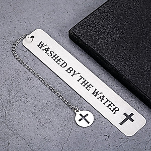 Omnitotimuse Baptism Gifts for Girl Boys Bookmark Gift First Communion Christening Godson Goddaughter Godchild Baby Adult Women Men Friends Catholic Religious Bookmarks, Silver