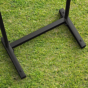 Venkuber Garden Hose Holder, Freestanding Hose Holder Stand with Hanger Hooks Heavy Duty Water Hose Storage Rack for Yard Outside Outdoor, Black