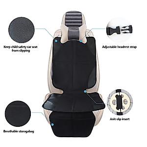 Car Seat Protector for Child Car Seat + Car Organizer Back Seat 4 Pack Kick Mat Car Seat Cover for Baby Carseat Waterproof for Leather CarSeats