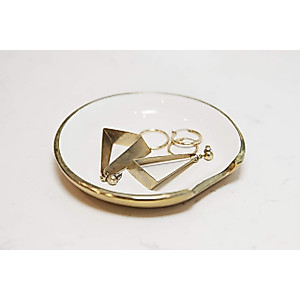 Alchemade White Spoon Rest - Stylish Brass And Enamel Aesthetic Cooking Spoon Holder In A Mid-century Style For Your Kitchen - Jewelry Trinket Holder For Your Bedroom Or Soap Dish For Your Bathroom