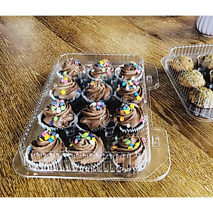 4U'LIFE (Mini Cupcake 12 Compartment Crystal Clear Dome Lid Hinged Cupcake carrier, Packaging Transporter, Cupcake Trays, Cupcake Holders-Pack of 10