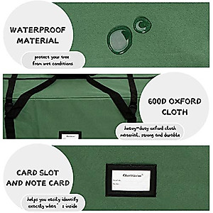 OurWarm Christmas Tree Storage Bag Extra Large Heavy Duty Storage Containers with Reinforced Handles Zipper for 7.5ft Artificial Tree, 50" x 15" x 20" 600D Oxford Xmas Holiday Tree Storage Bag, Green