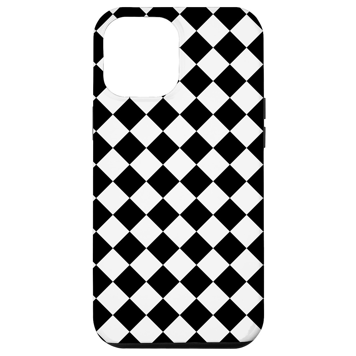 iPhone 13 Pro Max Black And White Checked Checkerboard Pattern Case
