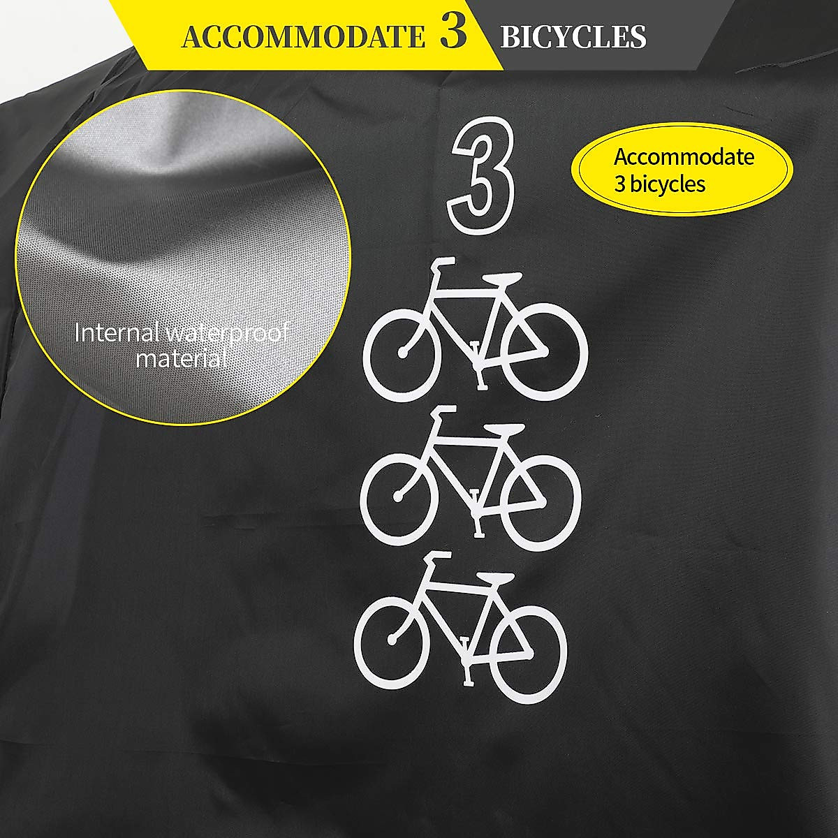 Aiskaer Bike Cover for 2 or 3 Bikes Outdoor Waterproof Bicycle Storage with Lock Hole for Mountain Road Electric Bike Heavy Duty Bikes,Bike Tarp Heavy Duty Ripstop Material 210D