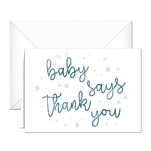 Starry Delight Thank You Cards / 24 Baby Shower Thank You Cards / 6 Night Sky Appreciation Greeting Card Designs / 3 1/2" x 4 7/8" New Baby Gratitude Note Cards/Made In The USA