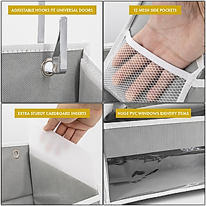 HOMELUX THEORY 1 PC Heavy Duty Over the Door Organizer 55x14x6.7, 6 Large Front & 12 Side Pockets, Hanging Storage Closet Door Organizer for Bedroom, Bathroom and Baby Nursery Storage (Baby Blue)