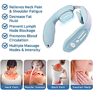 Neck Acupoints Lymphvity Massage Device for Women, Cordless Neck Massager for Pain Relief Portable Neck Relaxer, Lymphatic Drainage Machine with 12 Modes Christmas Mother's Day Father's Day Gifts