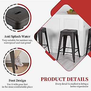 FDW Metal Bar Stools Set of 4 Counter Height Bar Stools 24 Inches Industrial Bar Chairs Patio Stool Stackable Backless Stool Indoor Outdoor Metal Kitchen Stools Bar Chairs (Bronze, 24")