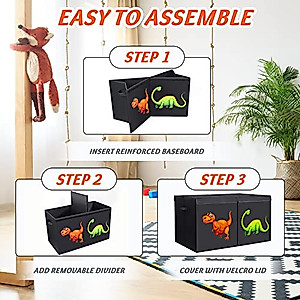 ANNKIE 2PCS Toy Box,Toy Box for Boys,Toy Chest for Kids,Collapsible Sturdy Toy Storage with Lid & Handles,Toy Organizers and Storage for Nursery,Playroom(Dinosaur) 26.8" x 13.8" x 16"