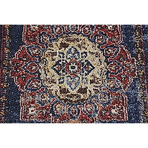 Unique Loom Utopia Collection Traditional Classic Vintage Inspired Area Rug with Warm Hues, 2' x 6' 1" Runner, Dark Blue/Beige