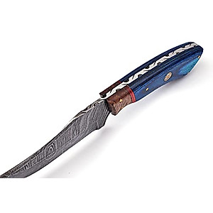 Damascus Knives Custom Handmade Hunting Knife- Best Damascus Steel Blade Skinning Knife- Fixed Blade Hunting Knife With Sheath Belt Loop