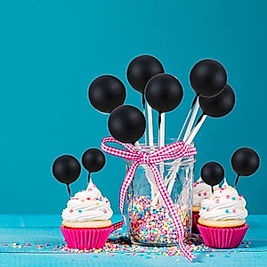 Gyufise 30Pcs Mini Balloon Cake Topper Foam Ball Cake Picks Cupcake Faux Pearl Balls DIY Cake Insert Topper Decoration for Anniversary Graduation Birthday Party Baby Shower Black