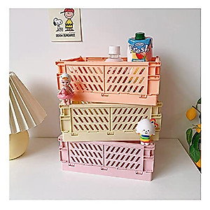 KONGDY Storage Bins 5 PACKS Foldable Plastic Storage Box Case, 9.8x6.3x3.9in/25*16*10cm Durable Folding Storage Crate for Office, Bedroom, Closet, Kitchen, Bathroom, Organizing Books Condiments Toys