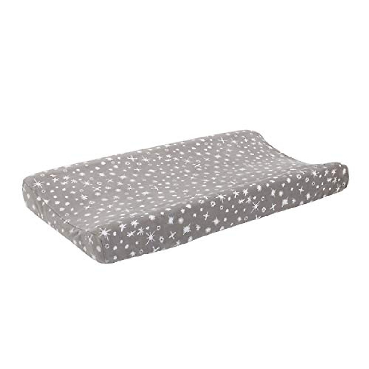 ED Ellen DeGeneres Starry Night - Soft Plush Velboa Grey, White Starburst, Encouraging Words Changing Pad Cover, Grey, White