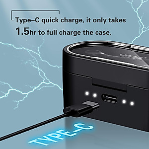 HEYKING Wireless Earbuds, Bluetooth 5.0 in Ear Headphones Wireless Charging Case TWS Earphones with Mic, Deep Bass/IPX4 Waterproof/42H Playtime/Touch Control,Black