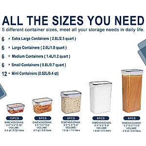 Airtight Food Storage Containers 36-Piece Set, Kitchen & Pantry Organization, BPA Free Plastic Storage Containers with Lids, for Cereal, Flour, Sugar, Baking Supplies, Labels & Measuring Cups
