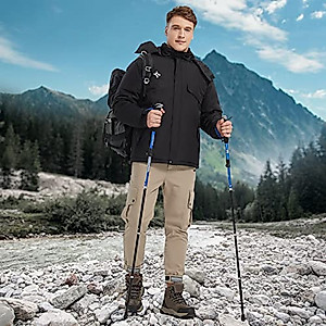 CAMEL CROWN Men's Waterproof Ski Jacket Warm Winter Snow Coat Mountain Windbreaker Hooded Raincoat Snowboarding Jacket