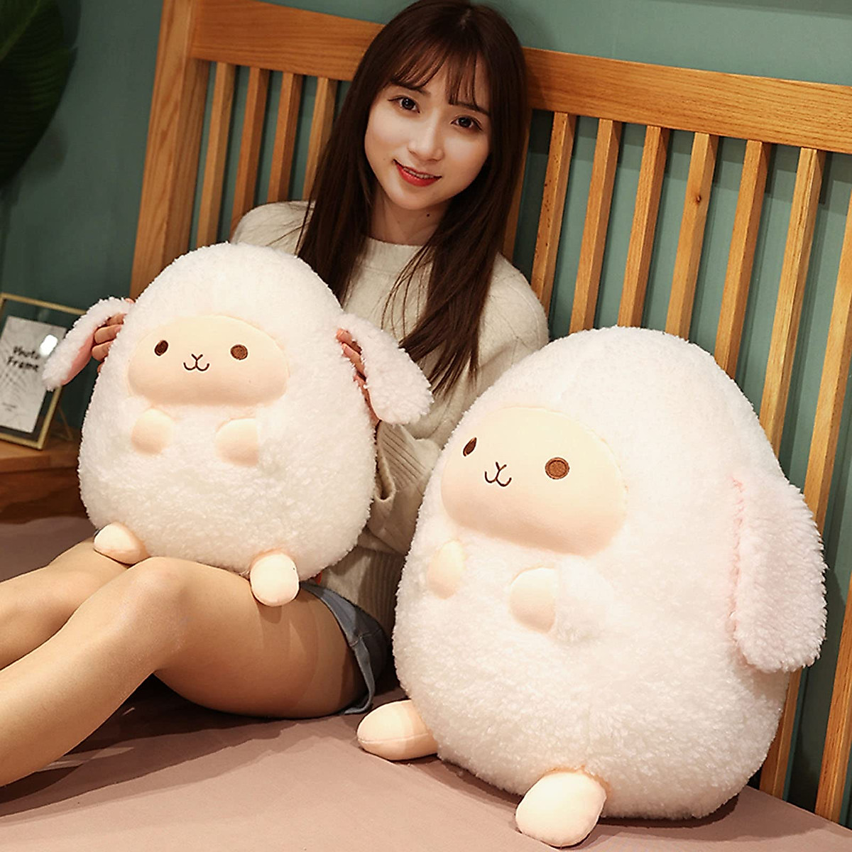 TONGSONG 12 Inch Plush Sheep Stuffed Animal Sheep Hugging Pillow Cuddly Lamb Pillow Plushies Toy Lamb Huggable Anime Gifts for Kids and Lovers in Birthday, Valentines, Christmas, Thanksgiving Day...