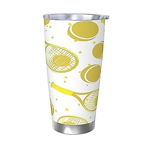 AYCZN Tennis 20 OZ Tumbler Stainless Steel Travel Coffee Mug, Sport Ball Insulated Water Bottle with Lid and 2 StrawsLeakproof Thermal Cup