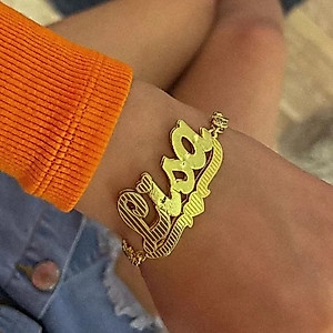 Custom Name Necklace Personalized Bracelet Set Gold Plated Double-Layer Nameplate Necklace Customized Gift for Women