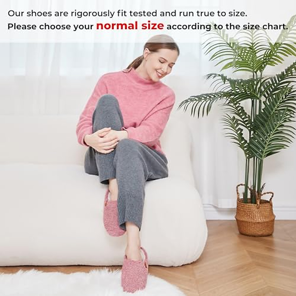 EverFoams Womens Slip On Home Slippers Soft Memory Foam House Slippers for Ladies Indoor (7-8, Pink)