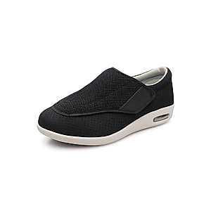 ZUMEIJIA Women's Diabetic Shoes for Women Casual Adjustable Walking Shoes Wide Shoes for Elderly Swollen Feet Non-Slip Air Cushion Bottom Fattening and Widening Black 7