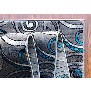 Masada Rugs, Modern Contemporary Woven Area Rug, Hand Carved (32 Inch X 10 Feet, Turquoise)