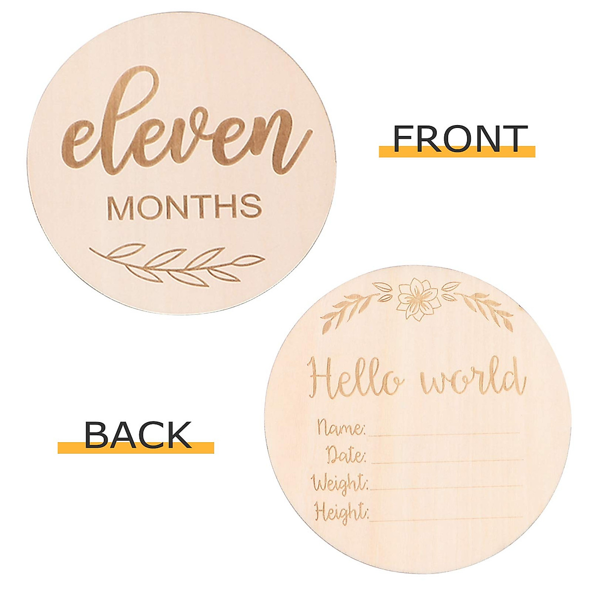 NUOBESTY Baby Monthly Milestone Wooden Cards Wooden Slices First Year Growth Cards Newborn Photo Card Props