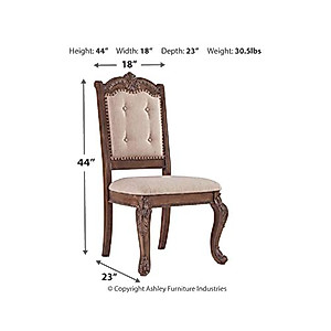 Signature Design by Ashley Charmond Antique 19" Upholstered Dining Chair, 2 Count, Brown