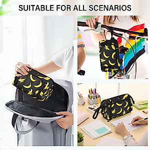 Glaphy Yellow Banana Pencil Case, Large Capacity Pencil Pouch Bag Pen Carrying Cases Zipper Storage Stationery Bag