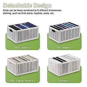 Kinkota INNOVATIVE PLASTIC Wardrobe Closet Organizers and Storage Baskets, Collapsible Clothes Organizer for Folded Clothes, Jeans, T-shirts, Underwear, Scarves, Leggings, Skirts(2 Packs, White)