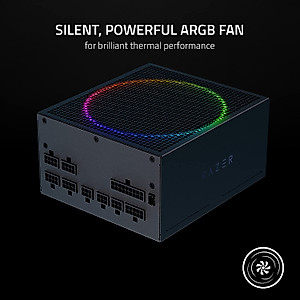 Razer Katana Power Supply aRGB PSU: Silent, Powerful aRGB 140mm PWM Fan - Chroma aRGB - Modular by Design - 80 Plus Platinum Rated - Zero RPM Mode - 850W