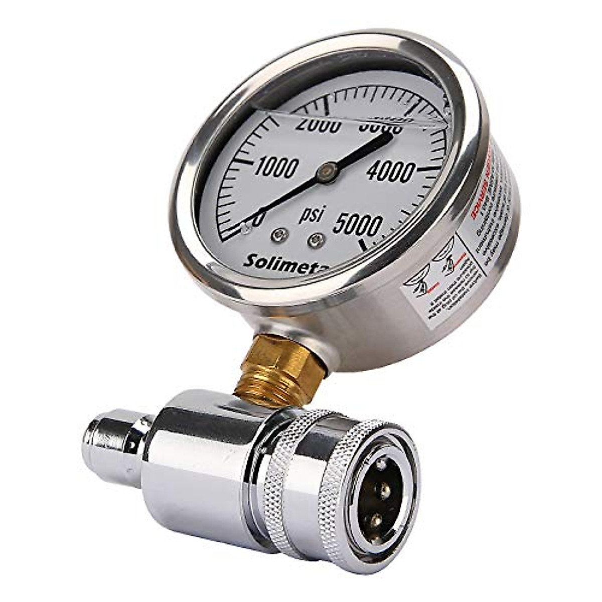 Solimeta 2-1/2" Pressure Washer Pressure Gauge Kit, 3/8 Inch Quick Connect, 5000 psi Pressure Washer, Liquid Filled