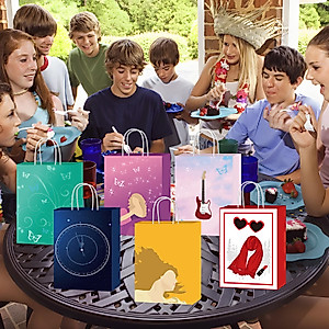 SNABETNA Singer Music Paper Bags Birthday Party Decorations 10pcs Goodies Bags,Singer Themed Party Paper Bags With 10 Styles, Double Sided Music Style Paper Bags Boys Girls Birthday Party Favors