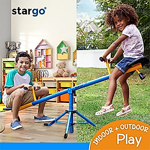 360 Swivel Spinning Seesaw for Kids, Teeter Totter with Adjustable Frame 46-70”, Indoor or Outdoor Playground Equipment