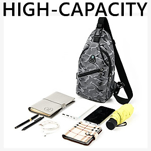 Ohenjoy Sling Bag Unisex Lightweight Crossbody Backpack Chest Pack Casual Daypack Water-Repellent in Nylon