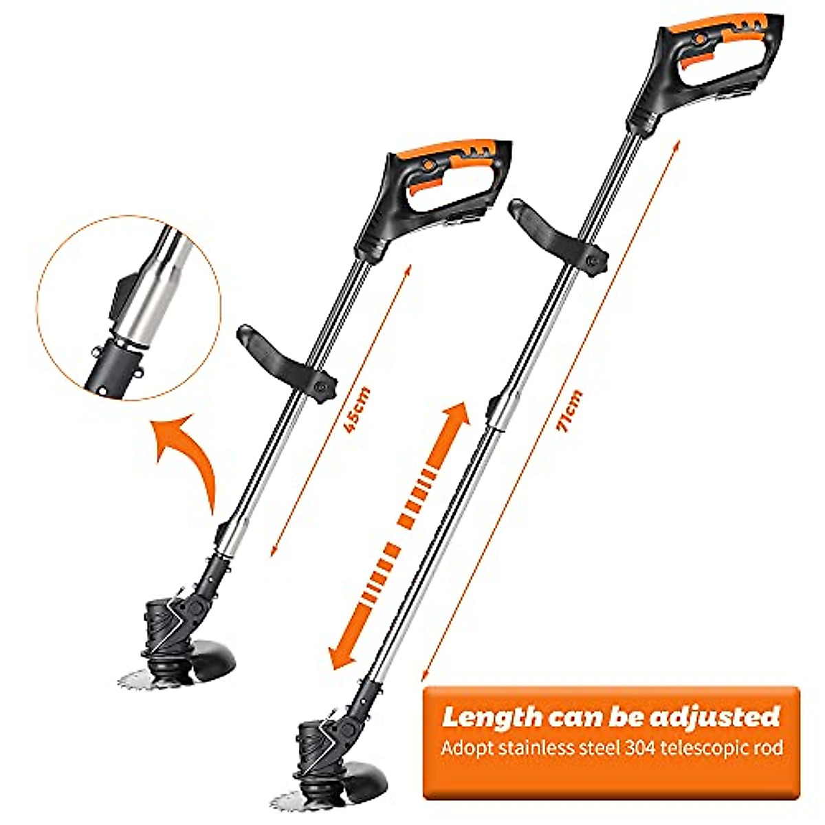 Electric Weed Wacker with 4000mAh Battery, Electric Brush Cutter, Brush Mower Cordless with Charger Blade