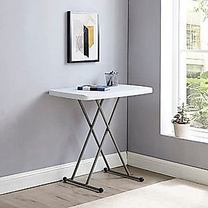 Naomi Home Personal Folding Table, Small Table, TV Dinner Table, Adjustable Table, Portable Desk, Outdoor Side Table, Portable Desk for Parties and Picnic – White