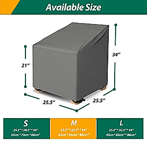 Patio Watcher 100% Waterproof Patio Lounge Chair Cover, Durable Outdoor Lawn Patio Furniture Covers - Grey -Medium-25.5" L x 25.5" D x 34.0" H-2Pack