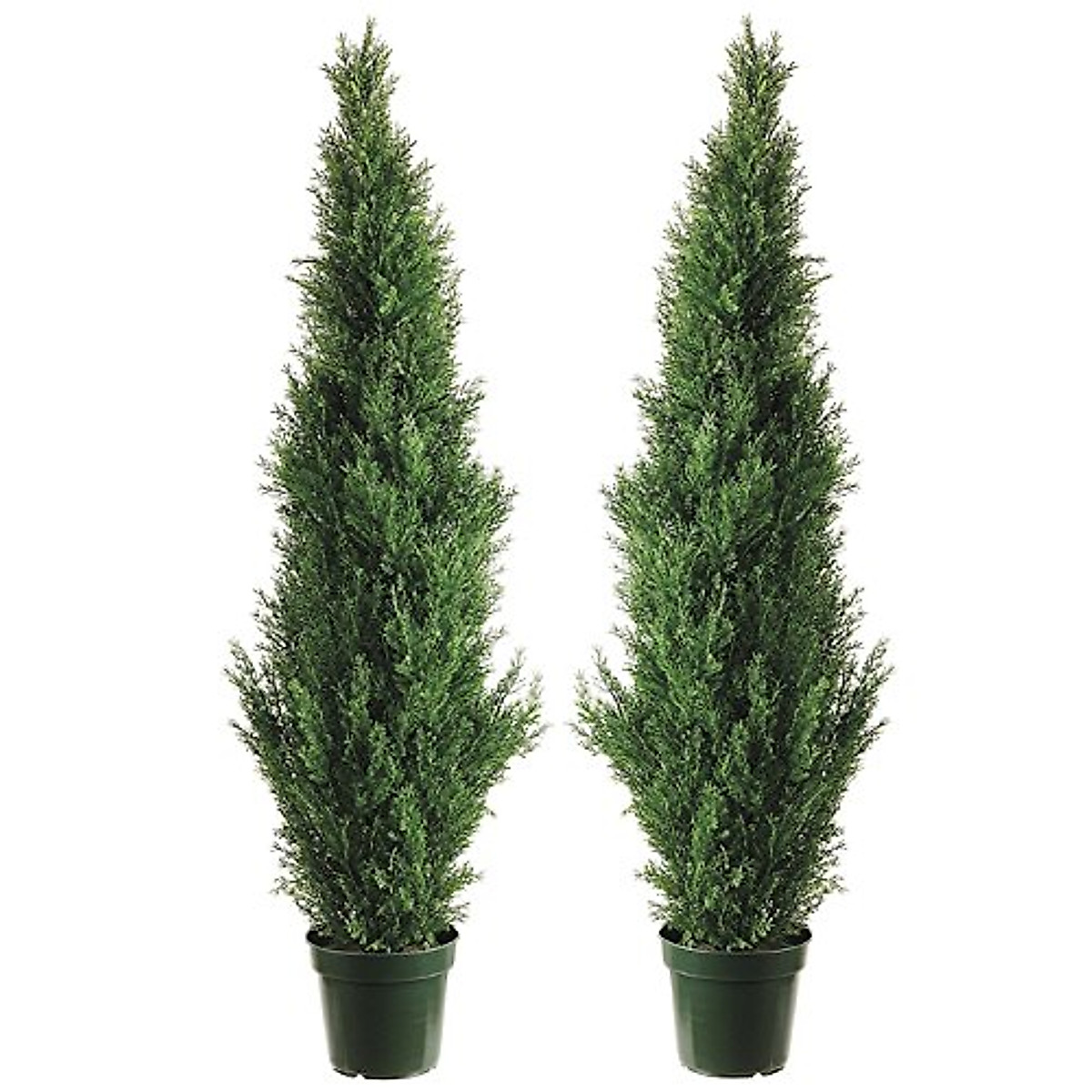 TRESIL Two 4 Foot Outdoor Artificial Cedar Topiary Trees Uv Rated Potted Plants