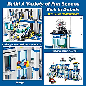 MOCREAR City Police Station Building Toy Set for Kids,Boys,1397 Pieces City Police Station Building Set, Police Station Mobile Command Center Building Blocks Kit Roleplay Toy Gifts