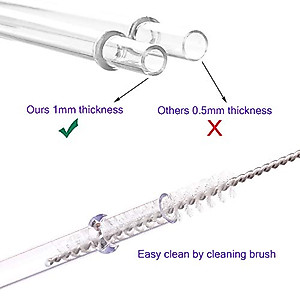 Dakoufish 12" Long Clear Reusable Tritan Replacement Drinking Straws for 40 oz,30 oz & 24 oz Mason Jar,Tumblers, Set of 12 with Cleaning Brush (12inch,Clear)