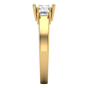 1.11 Ct Brilliant Princess Cut Clear Simulated Diamond 14K Yellow Gold Three Stone Engagement Promise Bridal Ring Size 3.5
