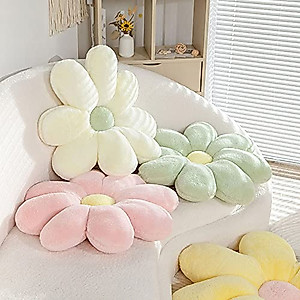Faux Fur Flower Pillow Super Soft and Cute Floor Pillow Flower Shaped Decorative Throw Pillow Comfortable Seat Cushion Plush Flower Cushion (23.6inch, Pink)