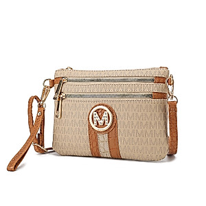 MKF Crossbody Bag for Women, Wristlet Strap – PU Leather Shoulder Handbag – Small Pocketbook Messenger Purse Black