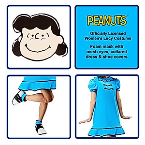Rubies Women's Peanuts Lucy Costume Dress and Foam Mask, As Shown, Medium for Themed Parties and Halloween